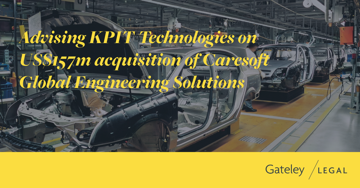 Advising KPIT Technologies on US$157m acquisition of Caresoft Global Engineering Solutions - Gateley