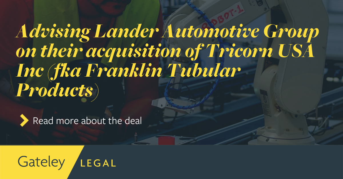 Advising Lander Automotive Group on their acquisition of Tricorn USA ...
