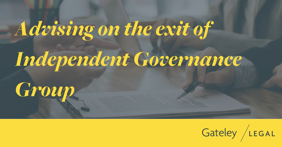 Advising on the exit of Independent Governance Group - Gateley