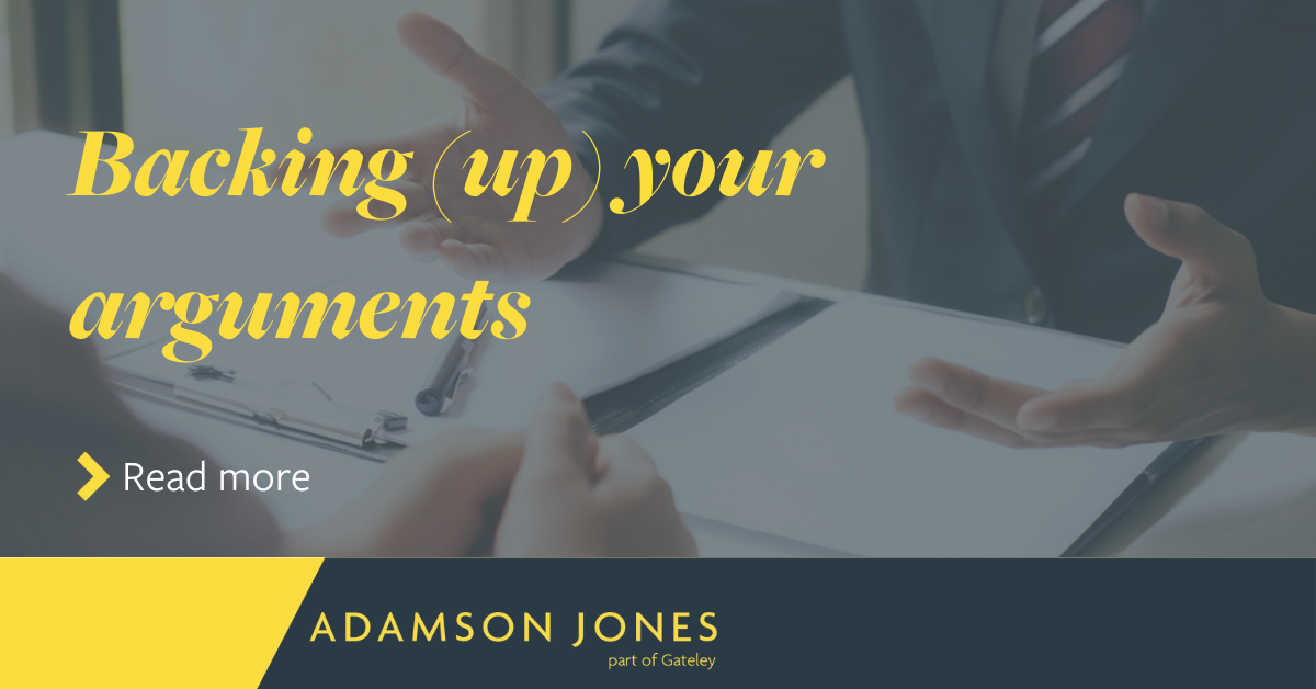 Backing (up) your arguments - Gateley